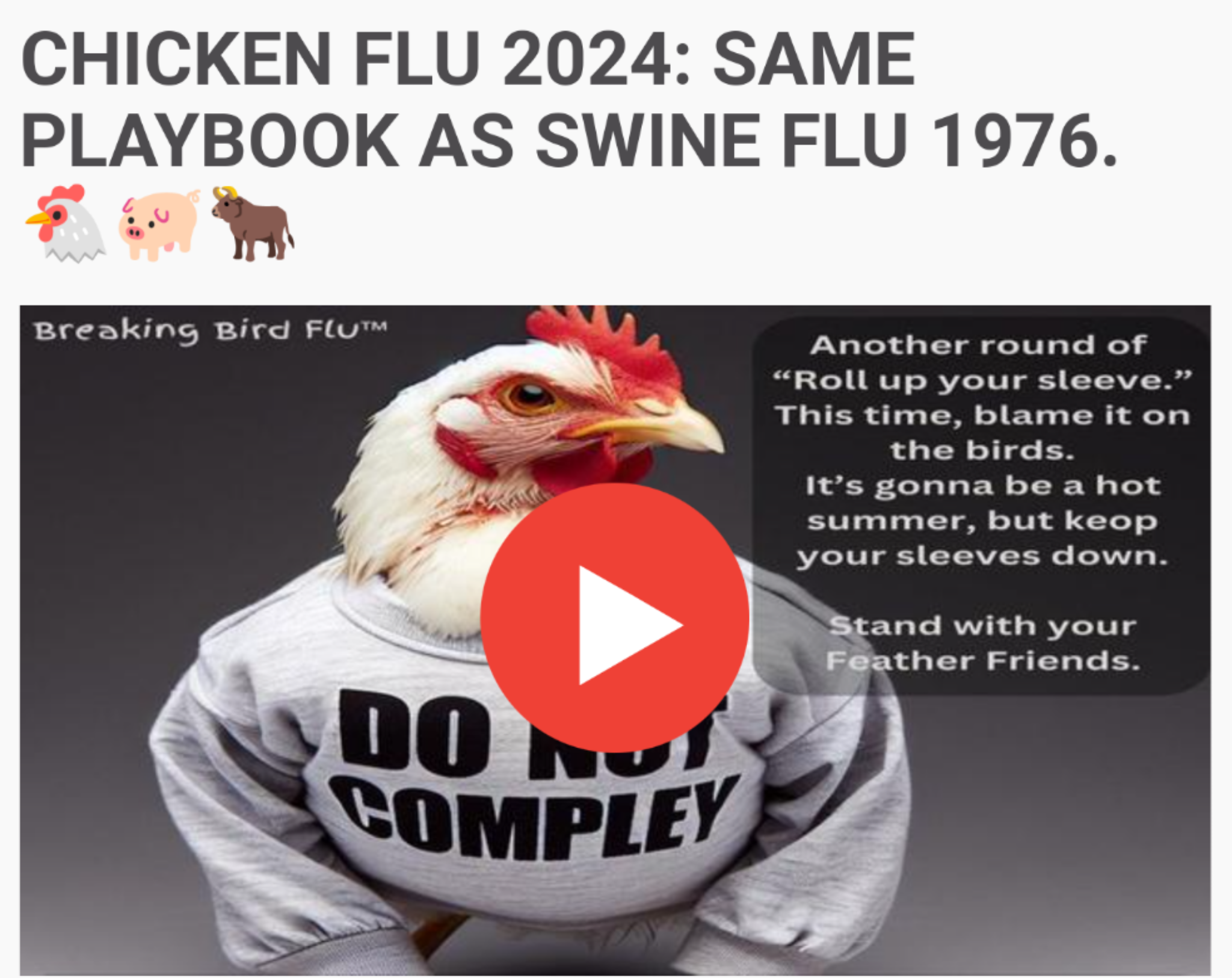 Chicken Flu 2024. Same Scam Playbook as 1976 Swine Flu - LRC Blog